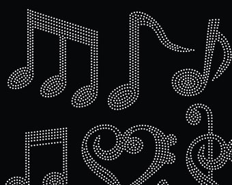 Musical Notes Ss10 Rhinestone Template DIGITAL DOWNLOAD - Etsy