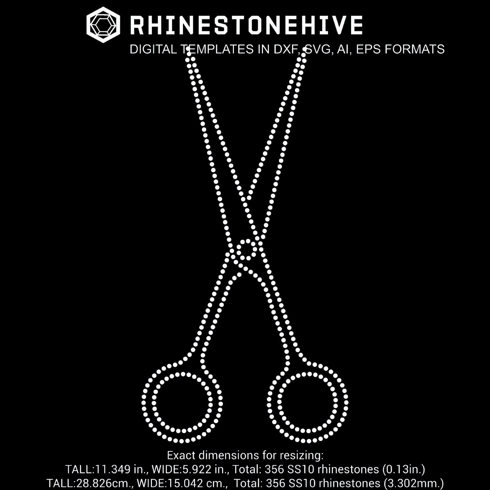 Scissors Large Rhinestone Template rhinestone digital | Etsy