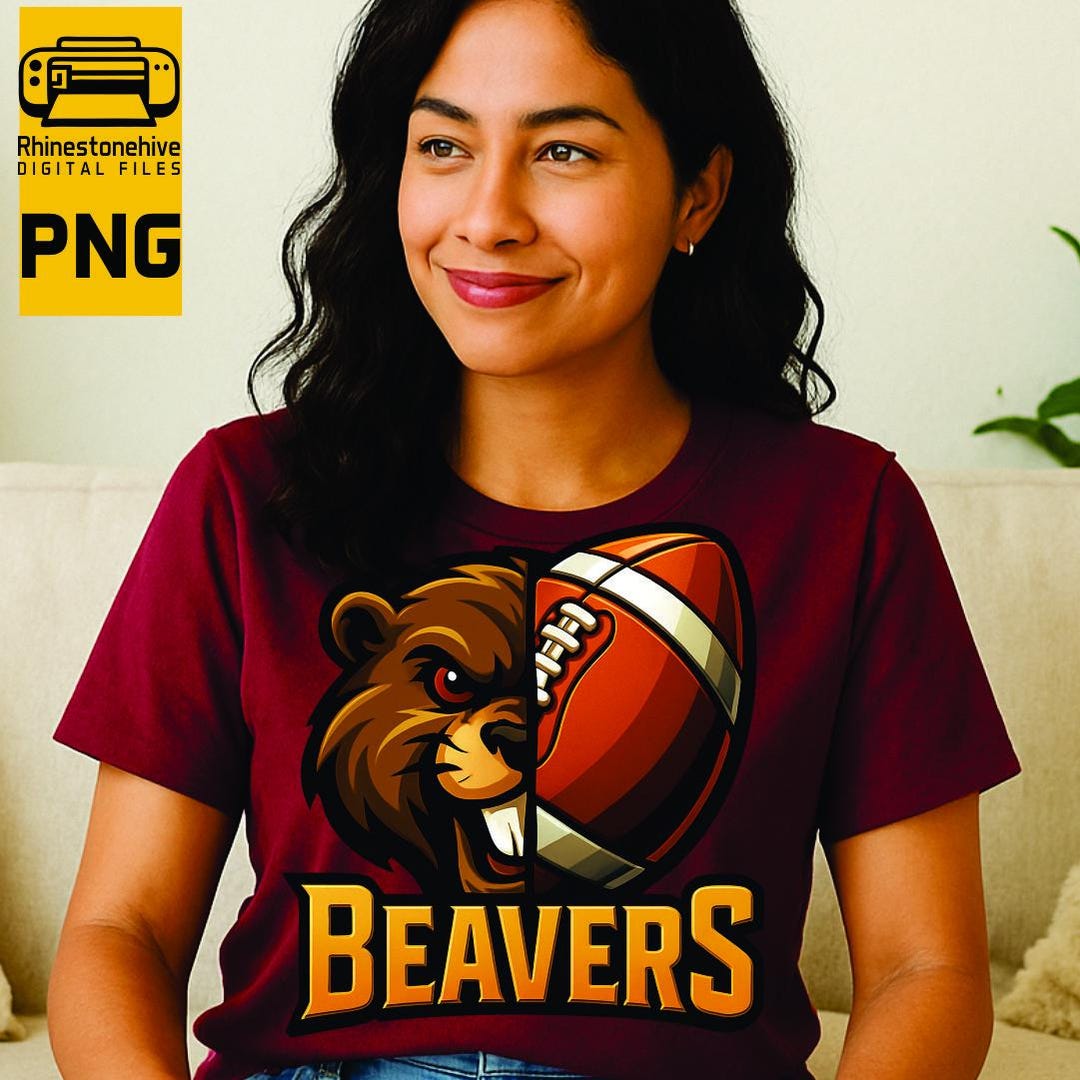 Beavers Mascot PNG – Half Beaver, Half Football Logo for DTF, DTG ...