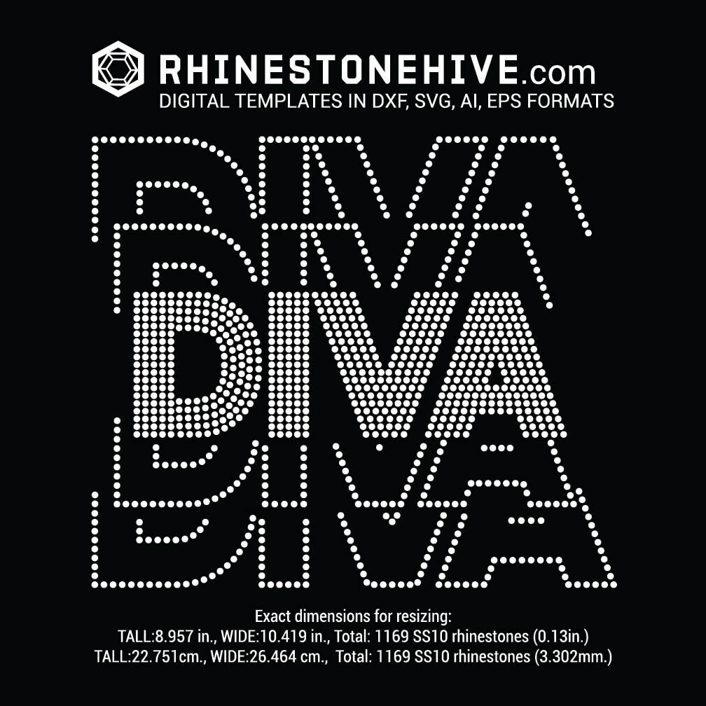 DIVA Tiled Rhinestone Template Digital Download, Svg, Eps, Png, Dxf ...