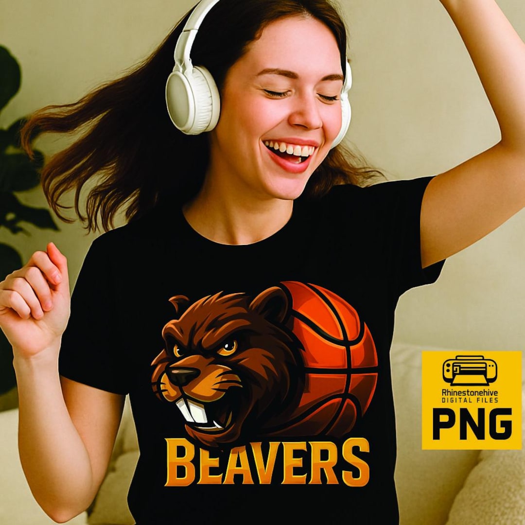 Beavers Mascot PNG – Basketball Beaver Logo for DTF, DTG, Sublimation ...