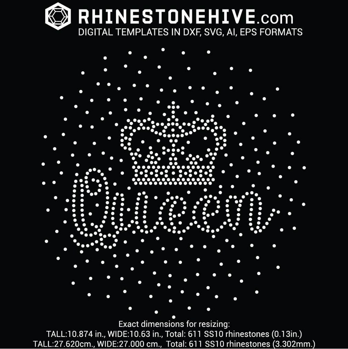 Queen With Crown Scattered Rhinestone Templates Digital - Etsy