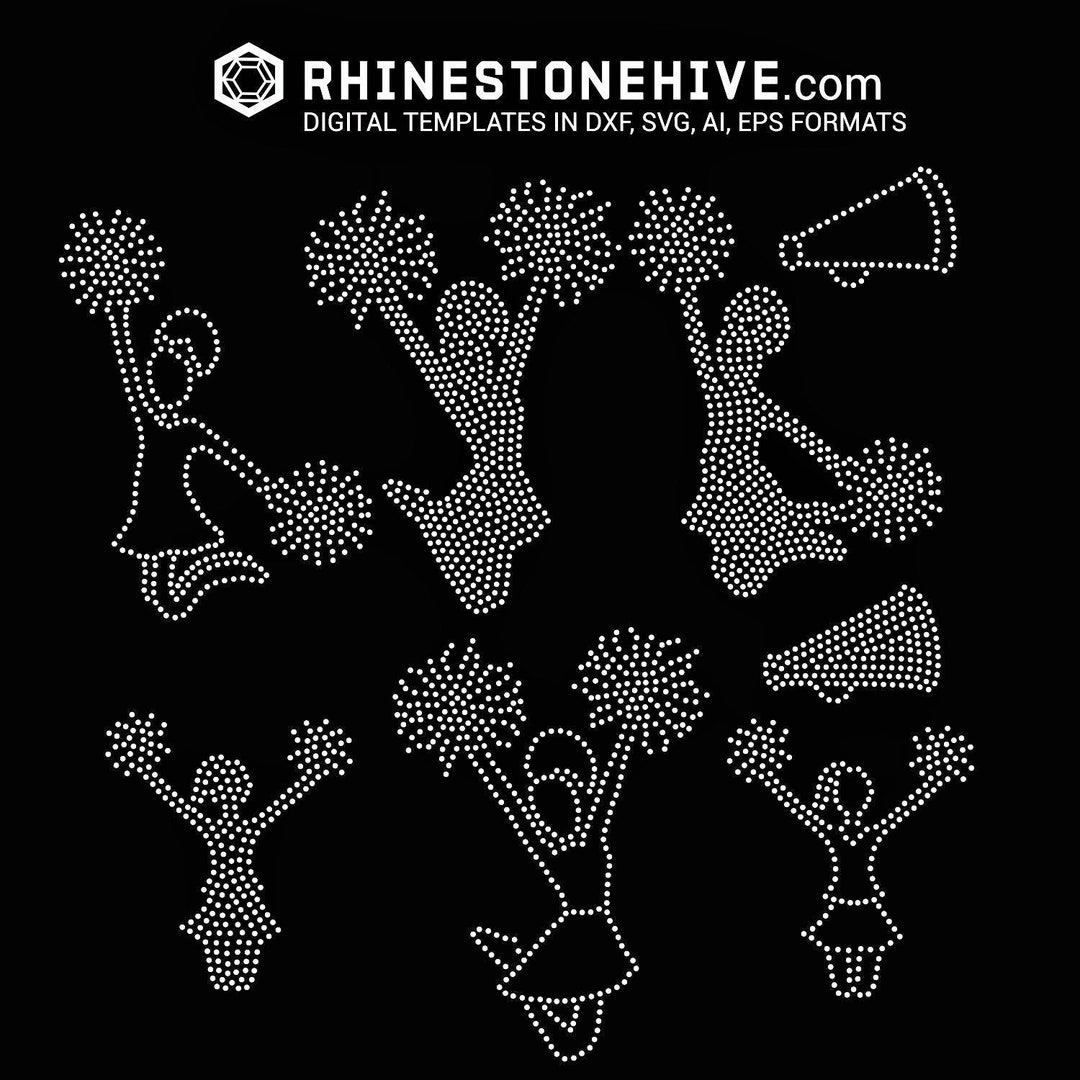 BUNDLE Cheerleader, Cheer, Sport, College, School Rhinestone Template ...