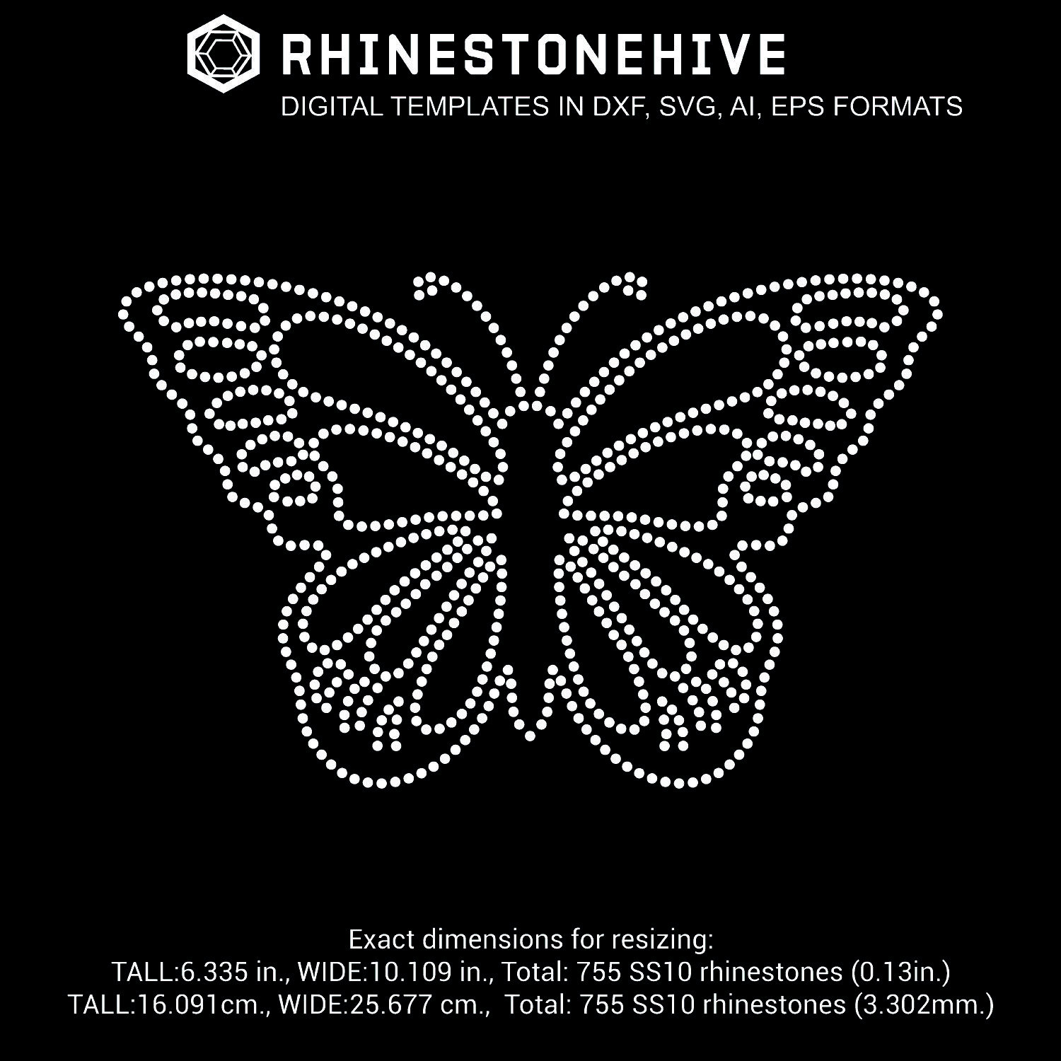 4 Large Butterflies Rhinestone Template Digital Download Svg | Etsy