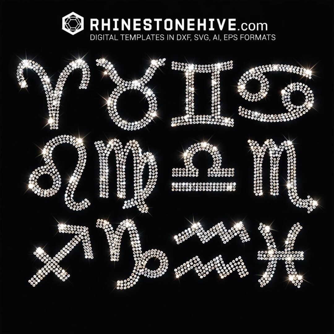Astrology, Zodiac Signs Rhinestone Template Digital Download, Svg, Eps ...