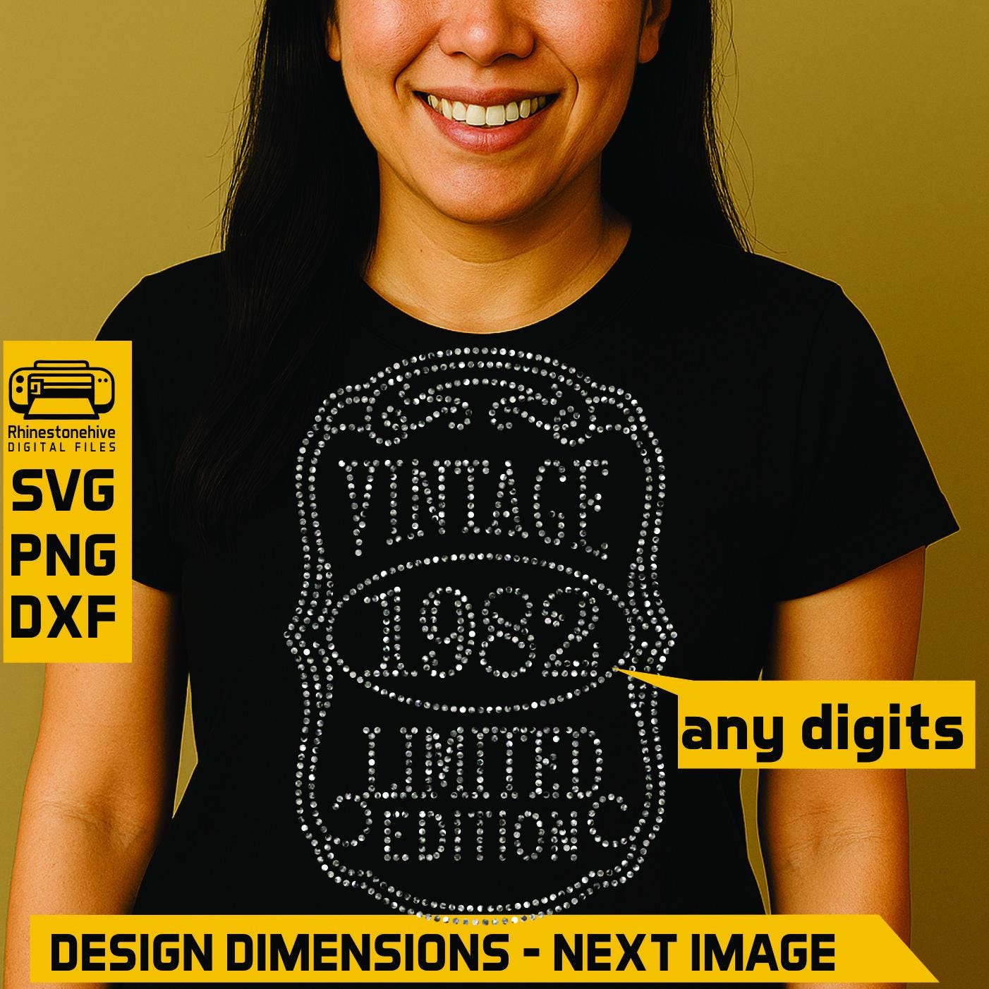 Vintage Birthday Label. (all Digits Included) Rhinestone Templates ...