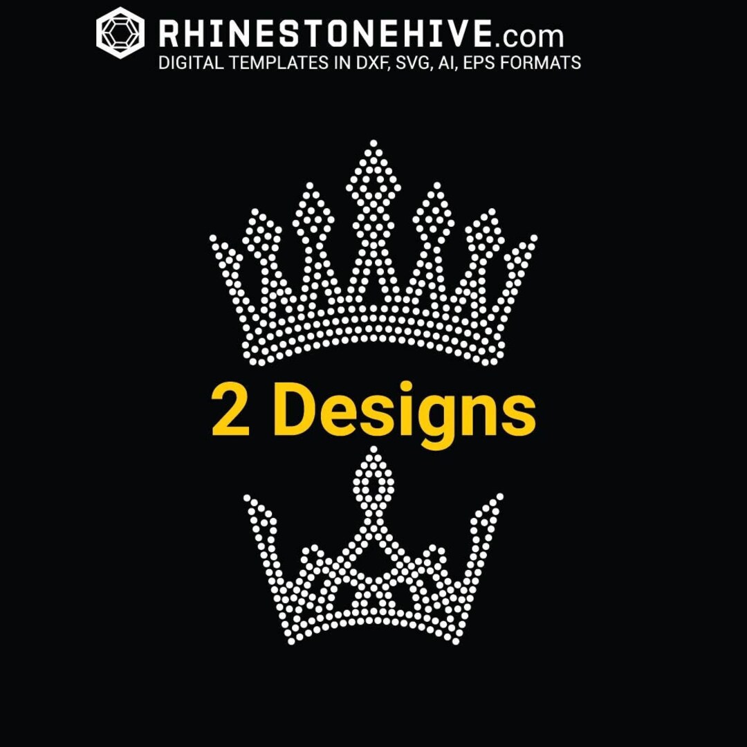 2 Crowns With Spires Rhinestone Template Digital Download, Svg, Eps ...