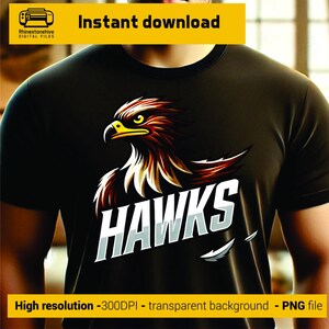 Hawks Mascot PNG – Fierce Hawk Logo for DTF, DTG, Sublimation Printing ...