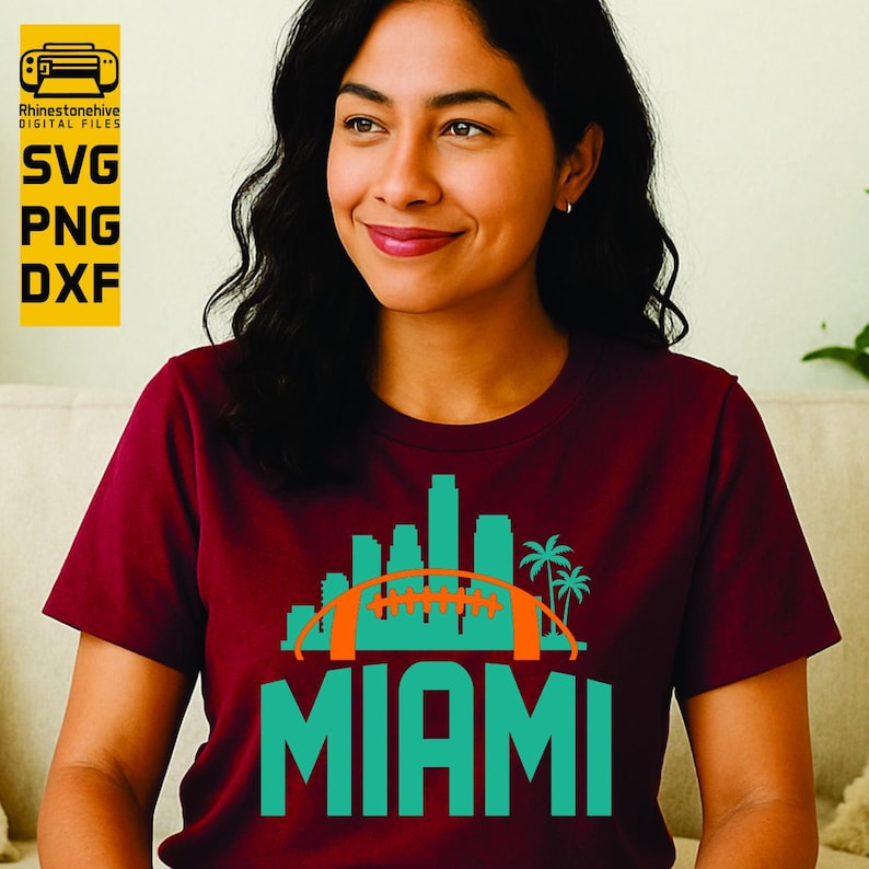 Miami Skyline Football SVG | City Silhouette Cut File - Etsy