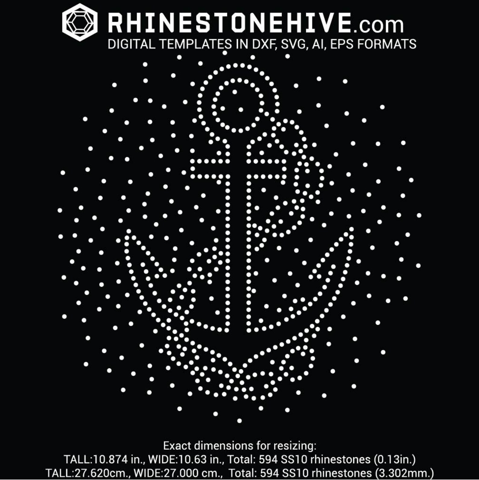 Anchor Scattered Rhinestone Template Digital Download Svg - Etsy