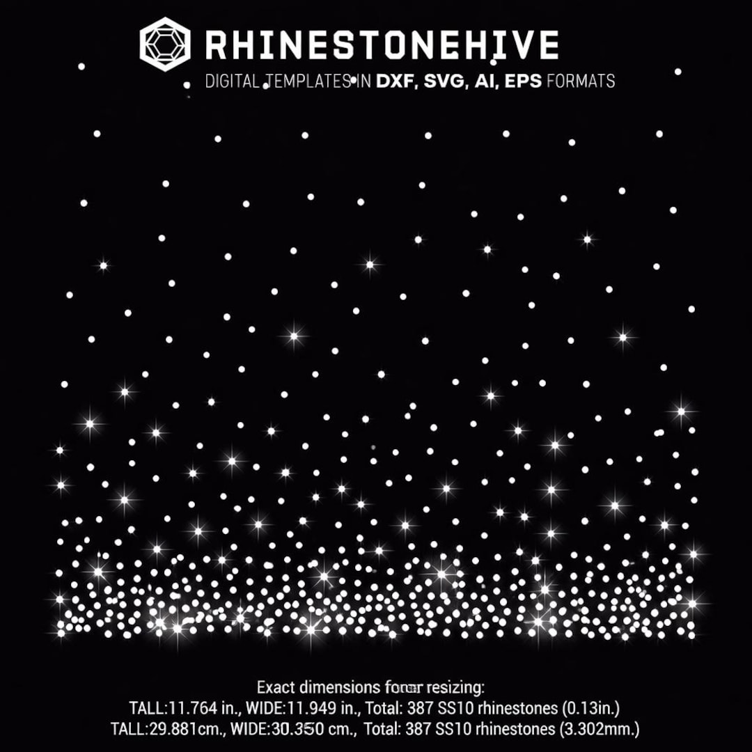 12in. Pattern Scattered, Gradient Rhinestone Template, Rhinestone ...