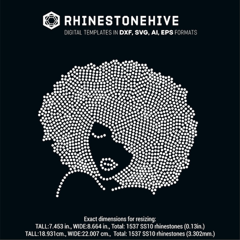 Afro Woman Rhinestone Template Digital Download Svg Eps - Etsy
