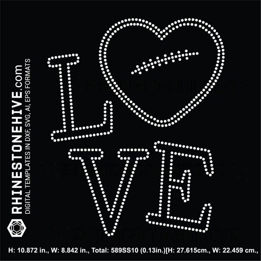 LOVE Football Rhinestone Template | Sports Bling SVG Cut File | SS10 ...
