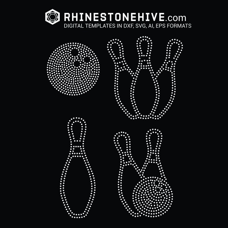Bowling Rhinestone Template Digital Download Svg Eps Png | Etsy