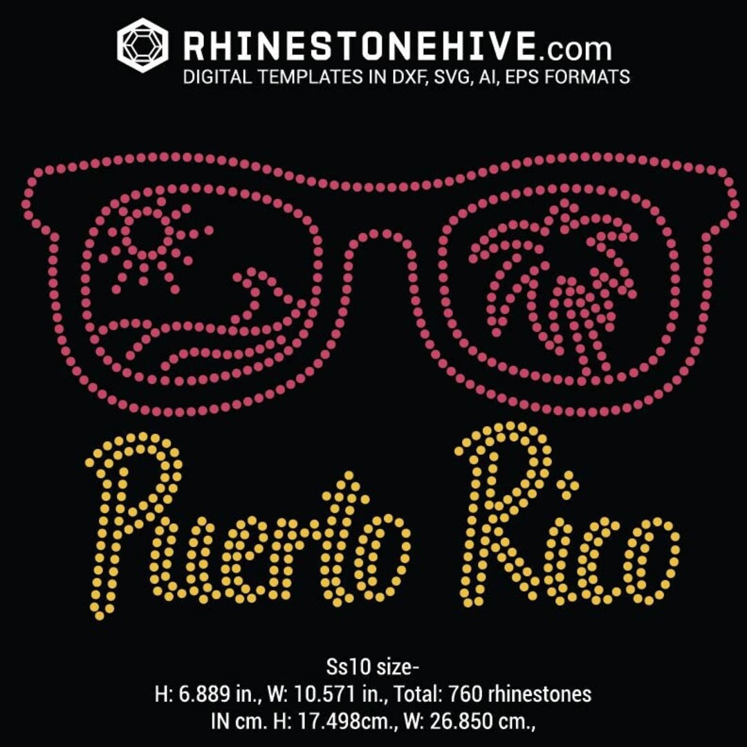 Puerto Rico, Beach, Summer Rhinestone Template Digital Download, Svg ...