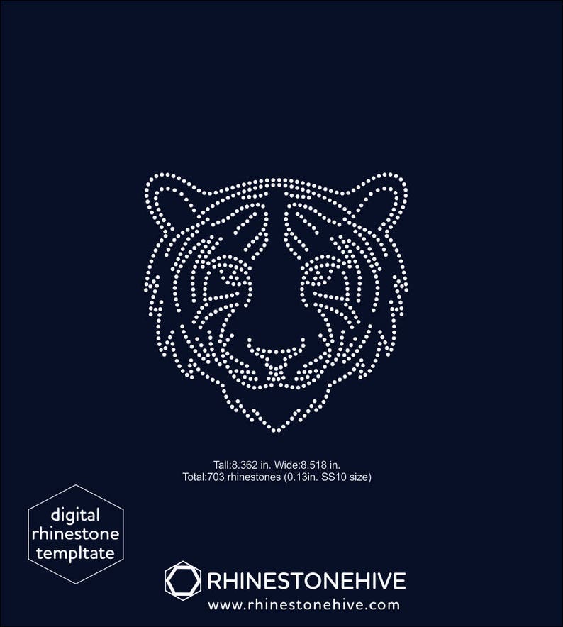 Tiger face rhinestone template digital download svg eps | Etsy