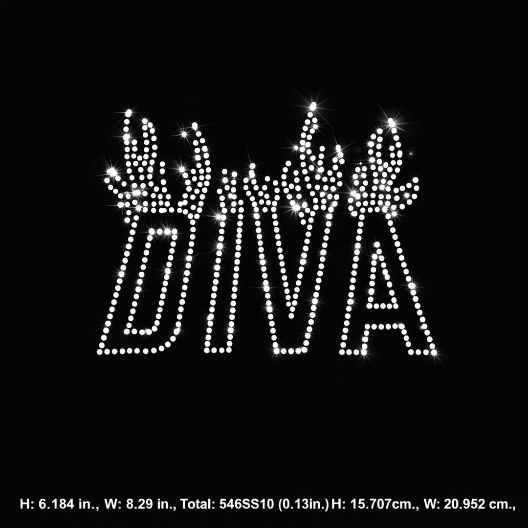 DIVA Flames Rhinestone Template – SS10 SVG PNG | Bling Shirt Design for ...