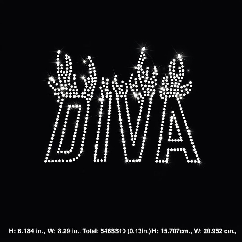 DIVA Flames Rhinestone Template – SS10 SVG PNG | Bling Shirt Design for ...