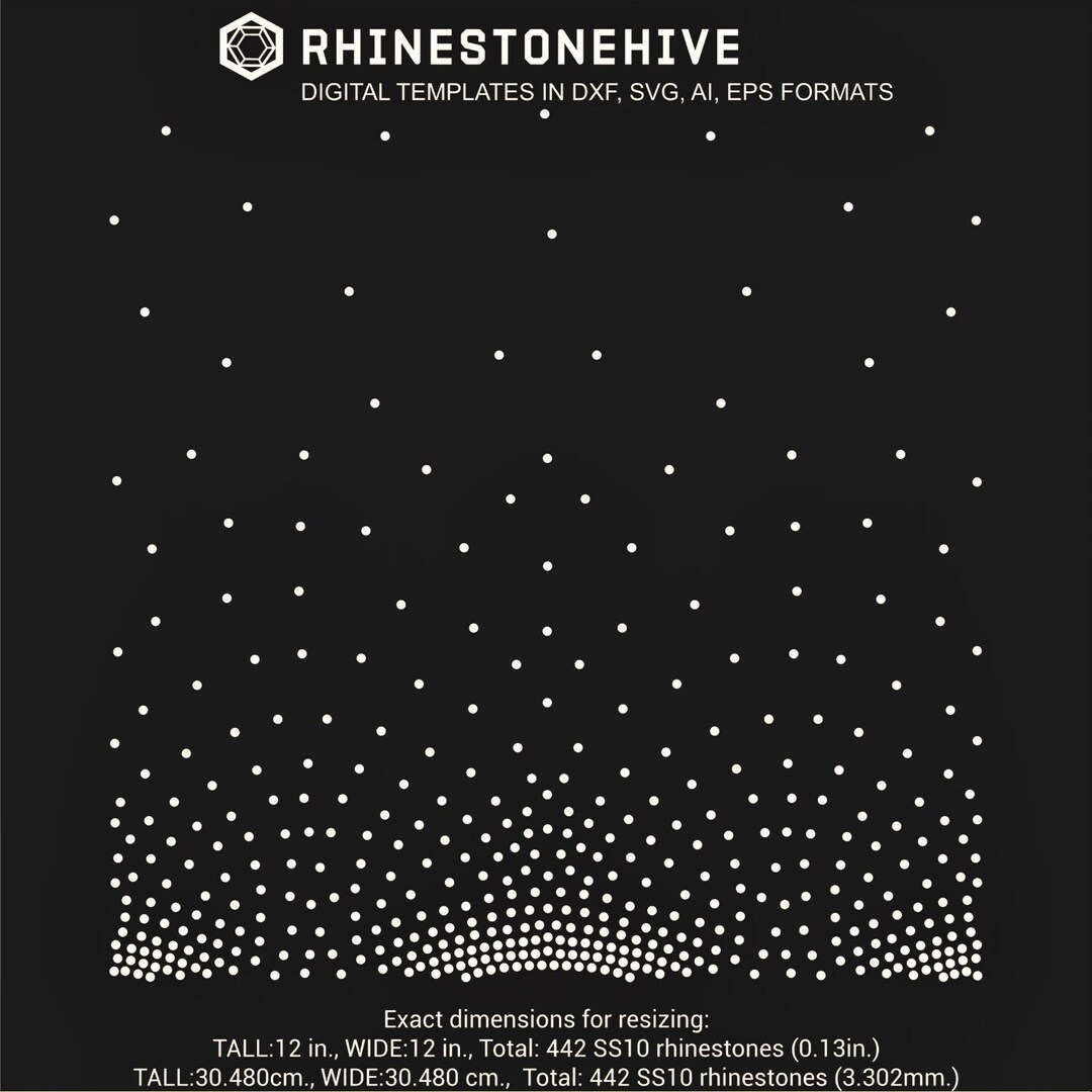 12in. Scattered Pattern 3 Rhinestone Template, Rhinestone Digital ...