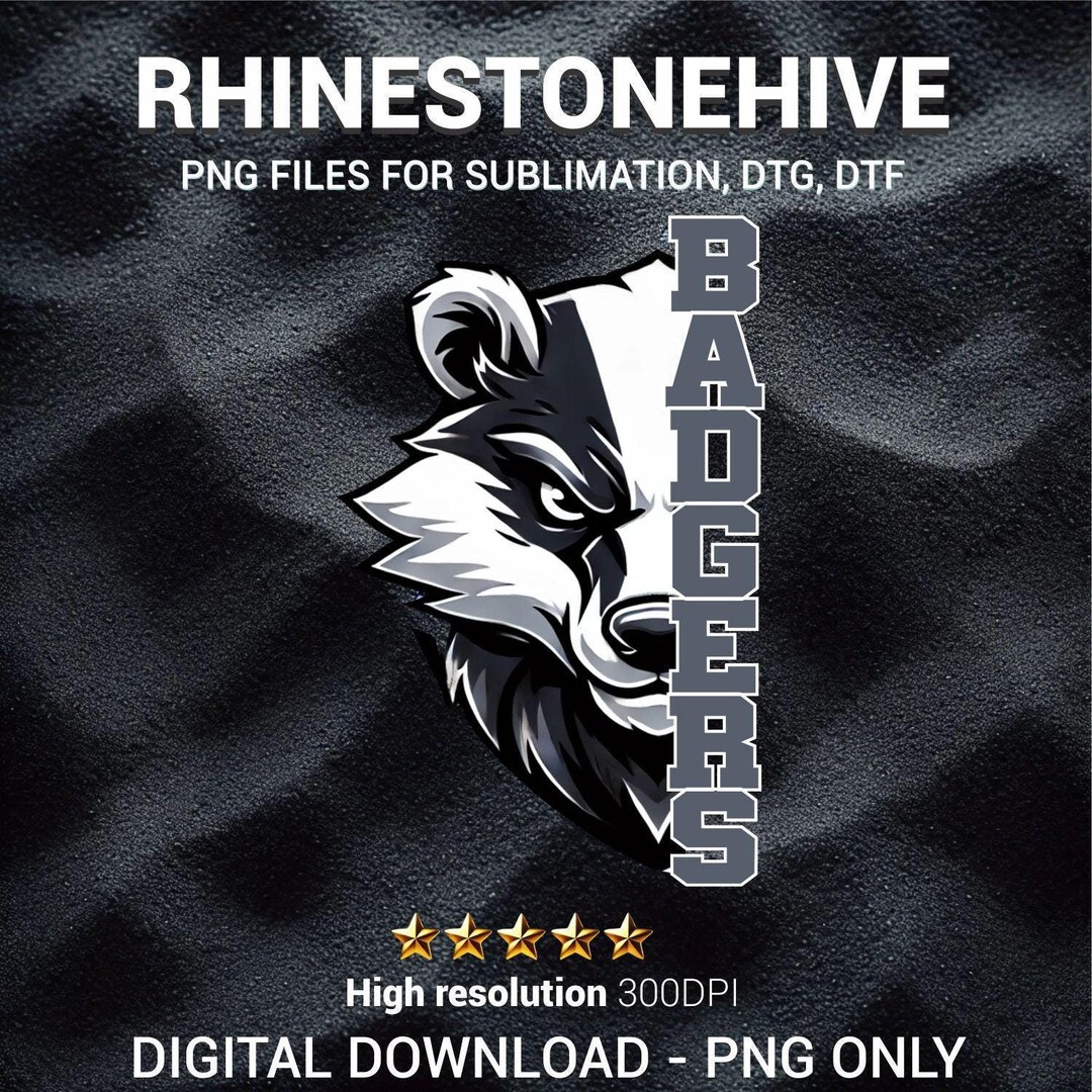 Bold Badger Side-profile Design, BADGERS , Sublimation Design, Mascot ...