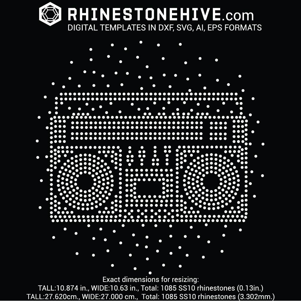 Boom box scattered rhinestone template digital download svg | Etsy