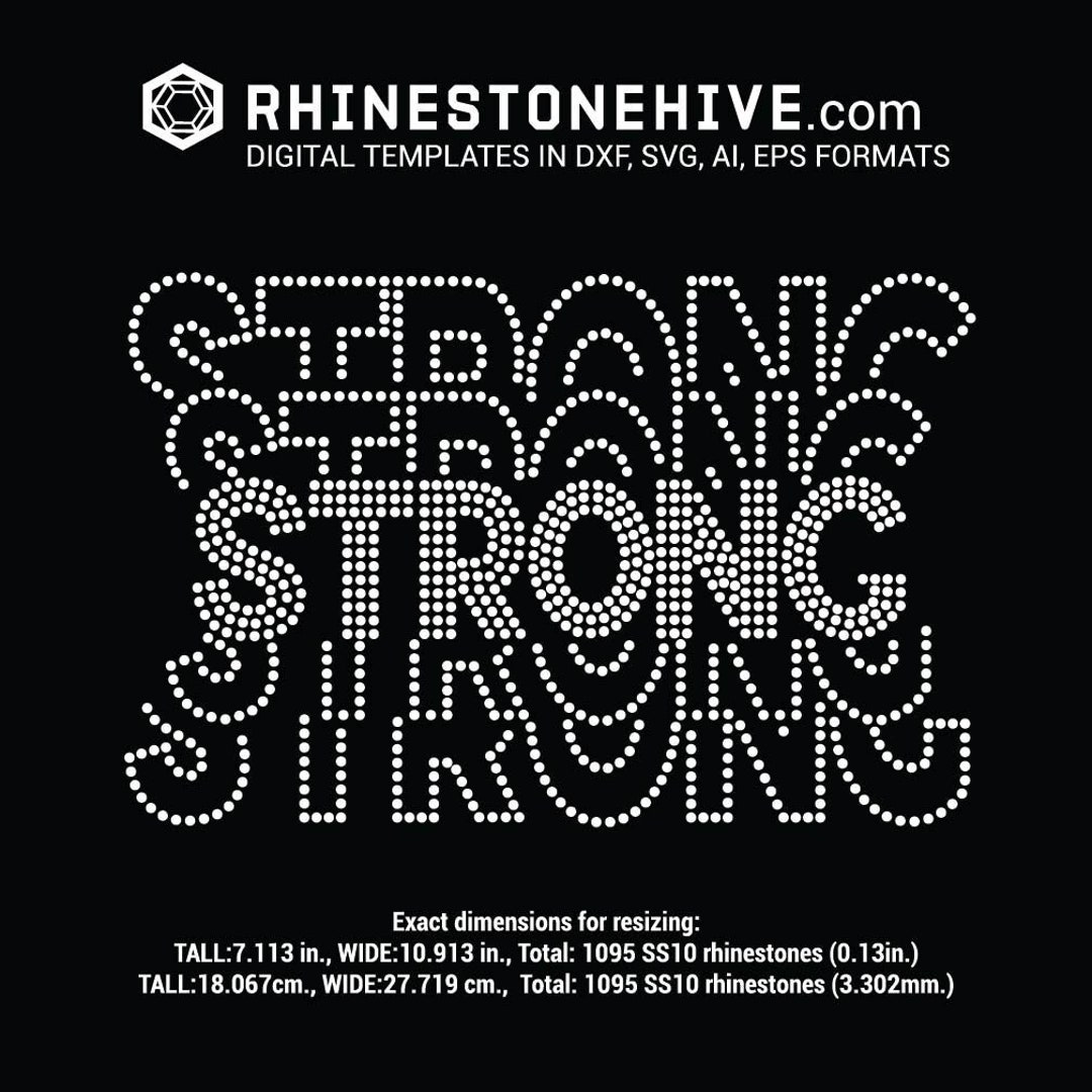 STRONG Tiled Rhinestone Template Digital Download, Svg, Eps, Png, Dxf ...