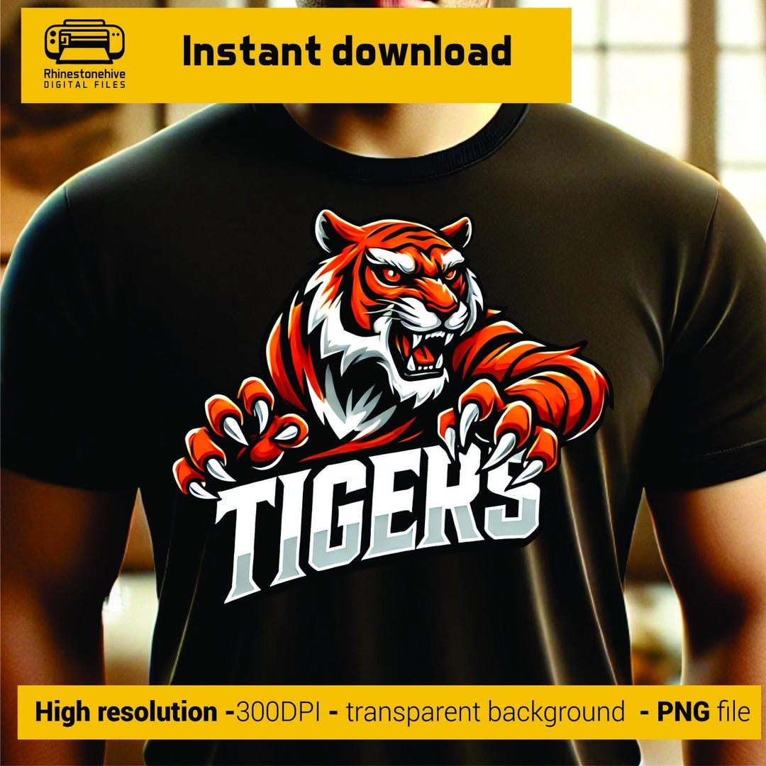 Tigers Mascot PNG – Aggressive Clawing Tiger Logo for DTF, DTG ...