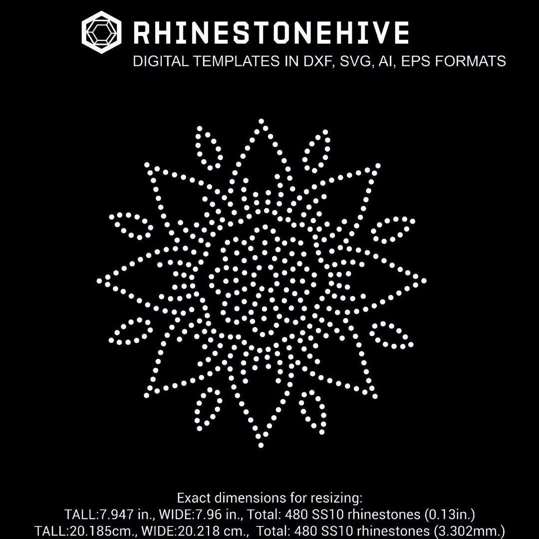 Mandala Flower Rhinestone Template Digital Download, Svg, Eps, Png, Dxf ...