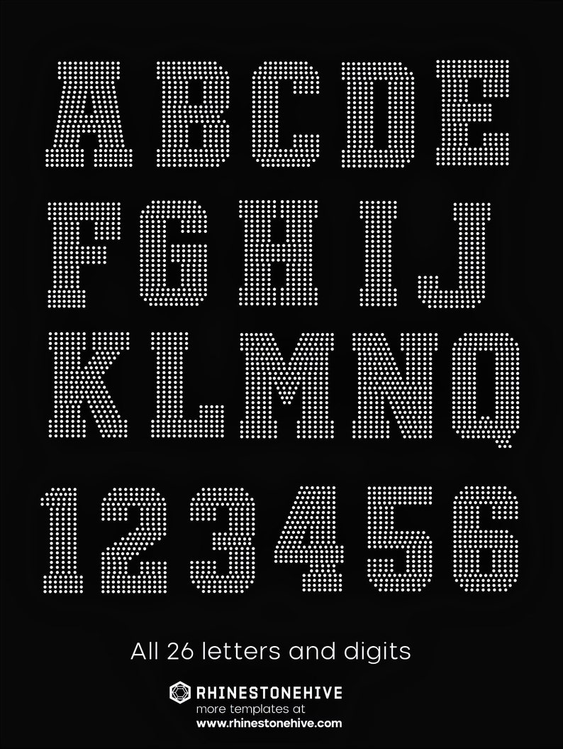 College Sport Rhinestone Font, Letters and Numbers Template (digital ...