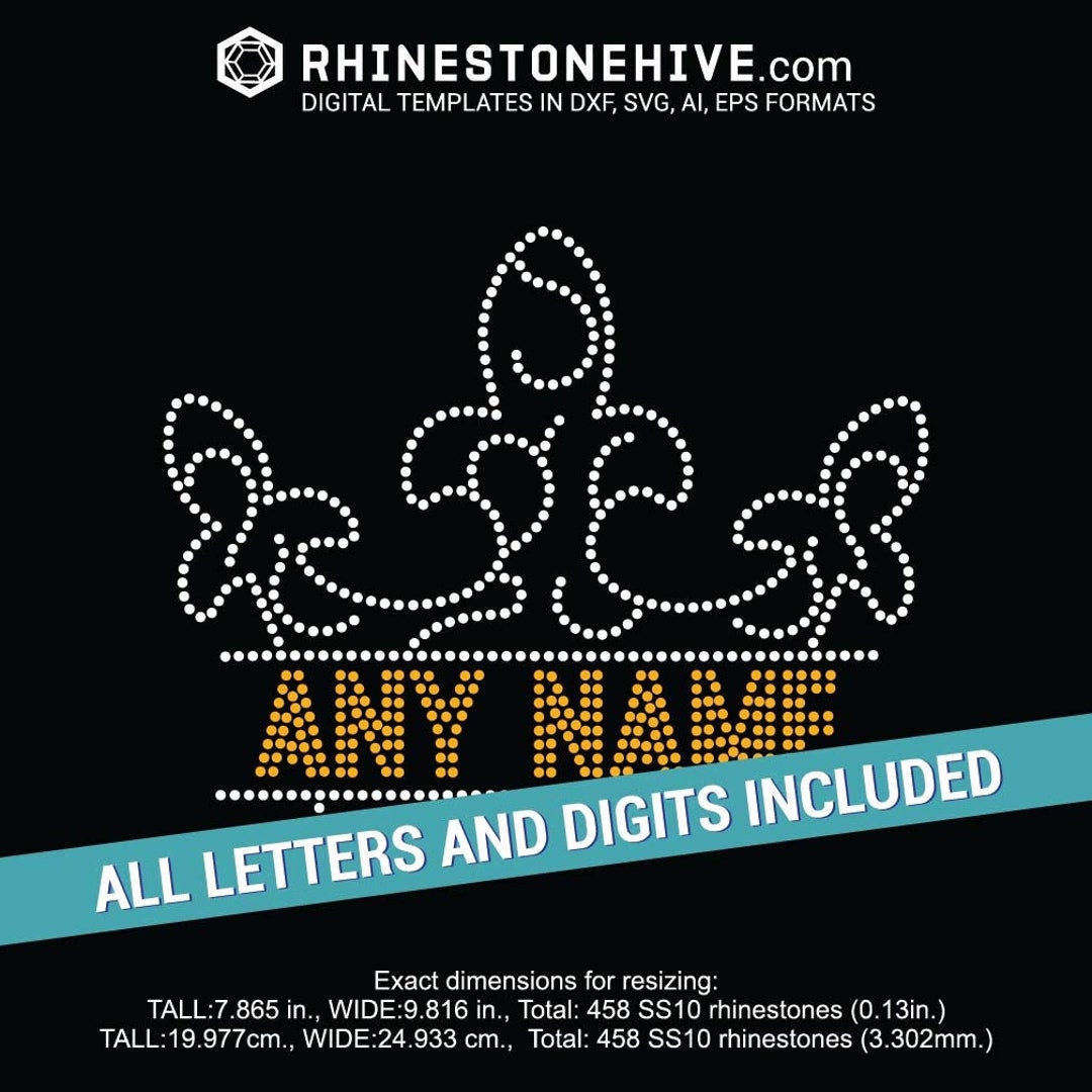 Rhinestone Crown Name Template: Letters & Digits (digital Download) - Etsy