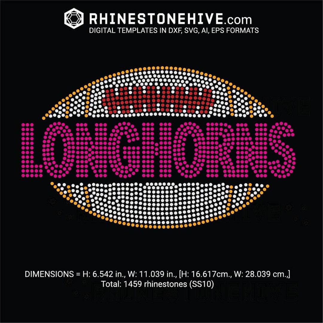 Longhorns With Football Ball Rhinestone Template Digital Download, Svg ...