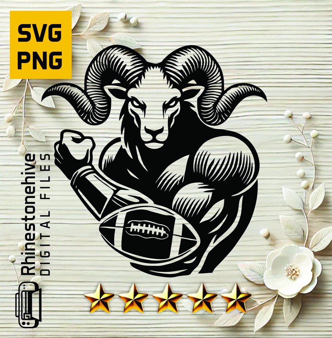 Ram Football SVG | Muscular Ram Mascot Clipart | Football Team Design ...