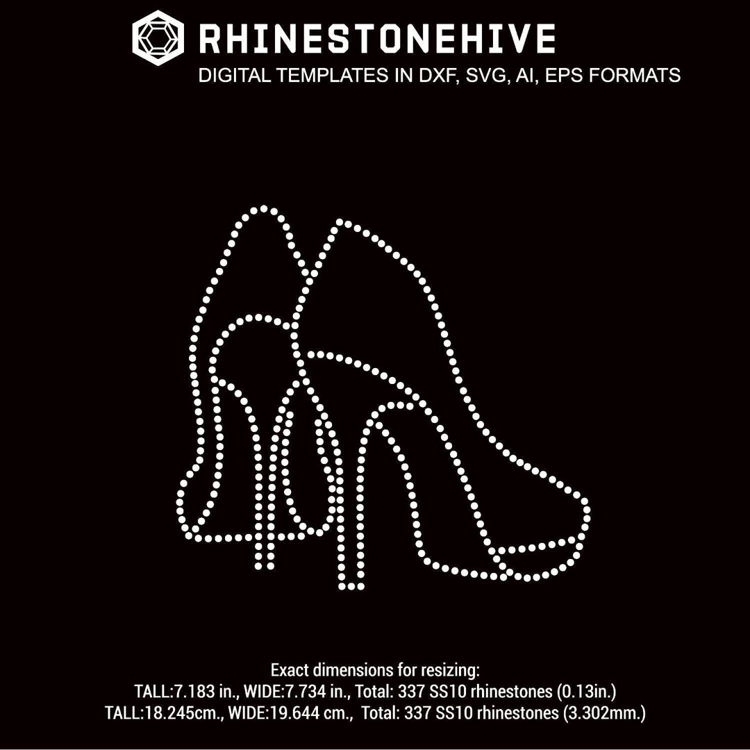 2 High Heels Outline, Large Heels Rhinestone Template Digital Download ...