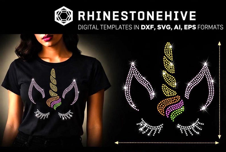 Unicorn Rhinestone Template SVG – SS10 Design for Shirts (digital ...