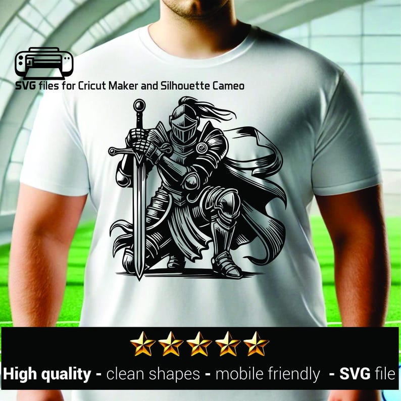 Medieval Knight With Sword – Warrior Clipart, T-shirt Design (SVG, PNG ...