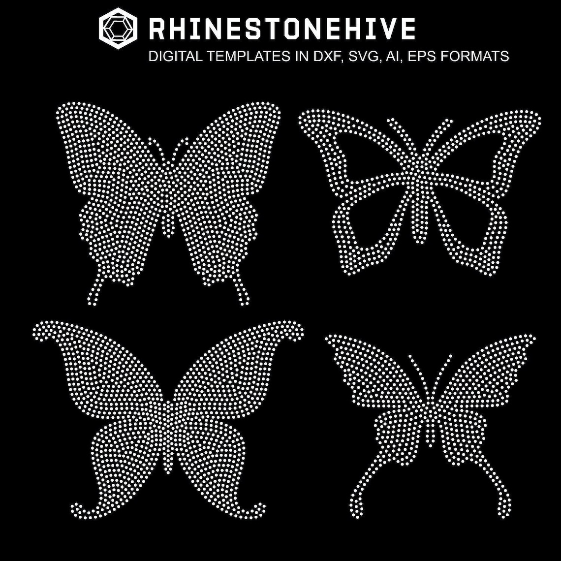 Butterfly Rhinestone Template Digital Download, Svg, Eps, Png, Dxf - Etsy