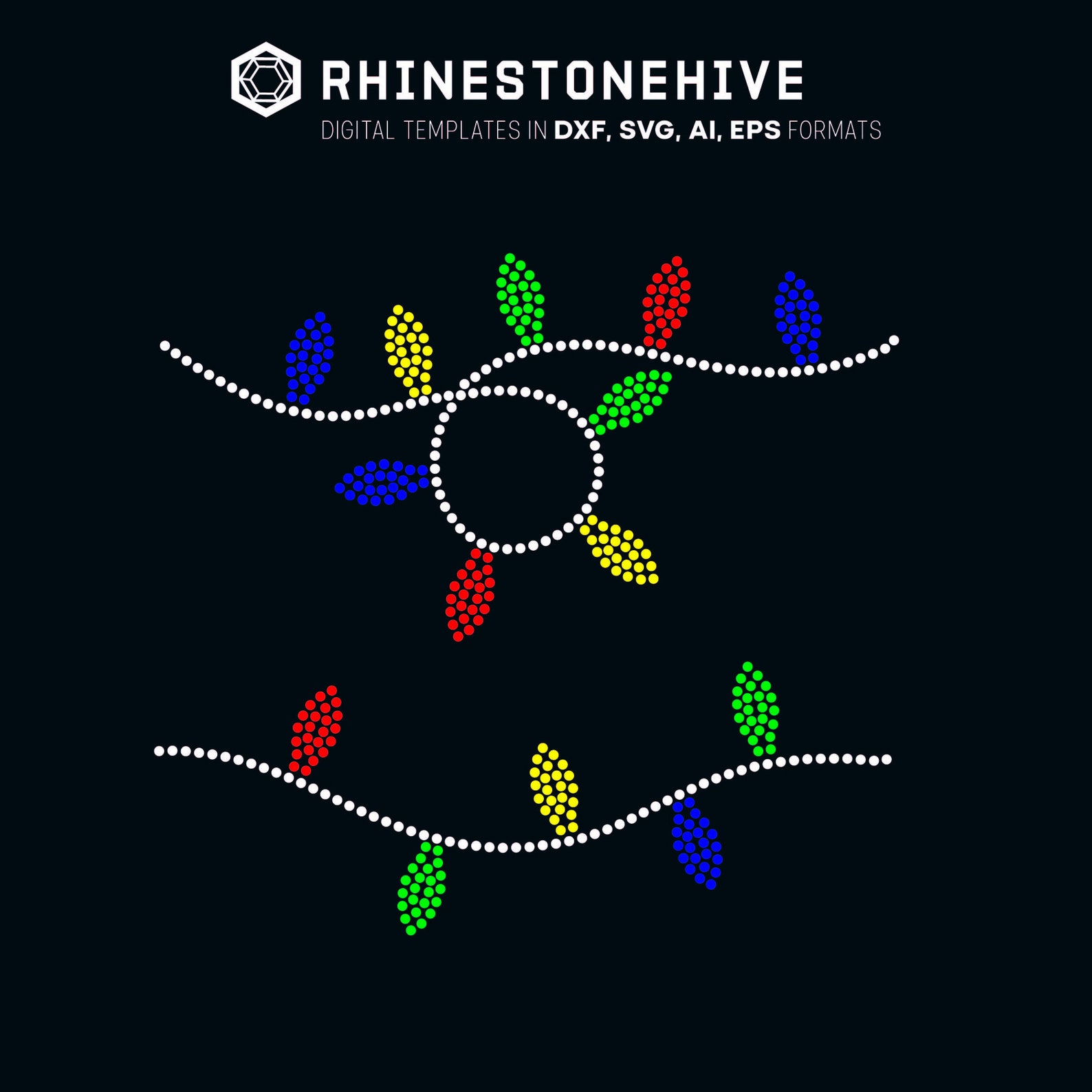 Christmas Lights Rhinestone Template Digital Download Svg | Etsy