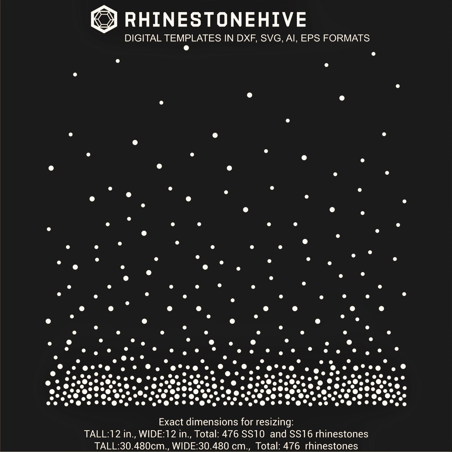 Scattered Rhinestone Template, SS10 SS16, Gradient Design (digital ...