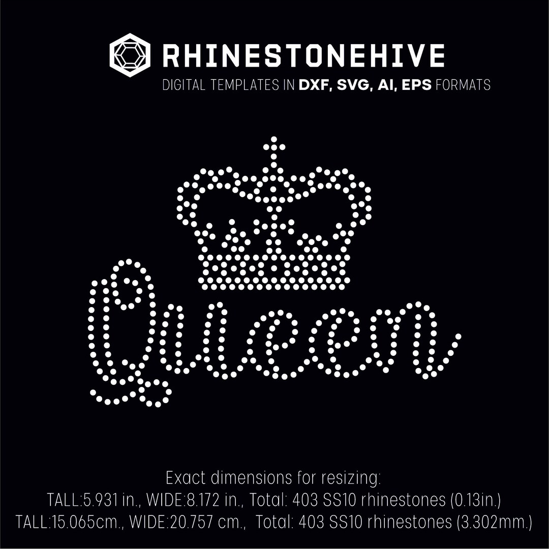 Queen Rhinestone Templates Digital Download, Svg, Eps, Png, Dxf - Etsy