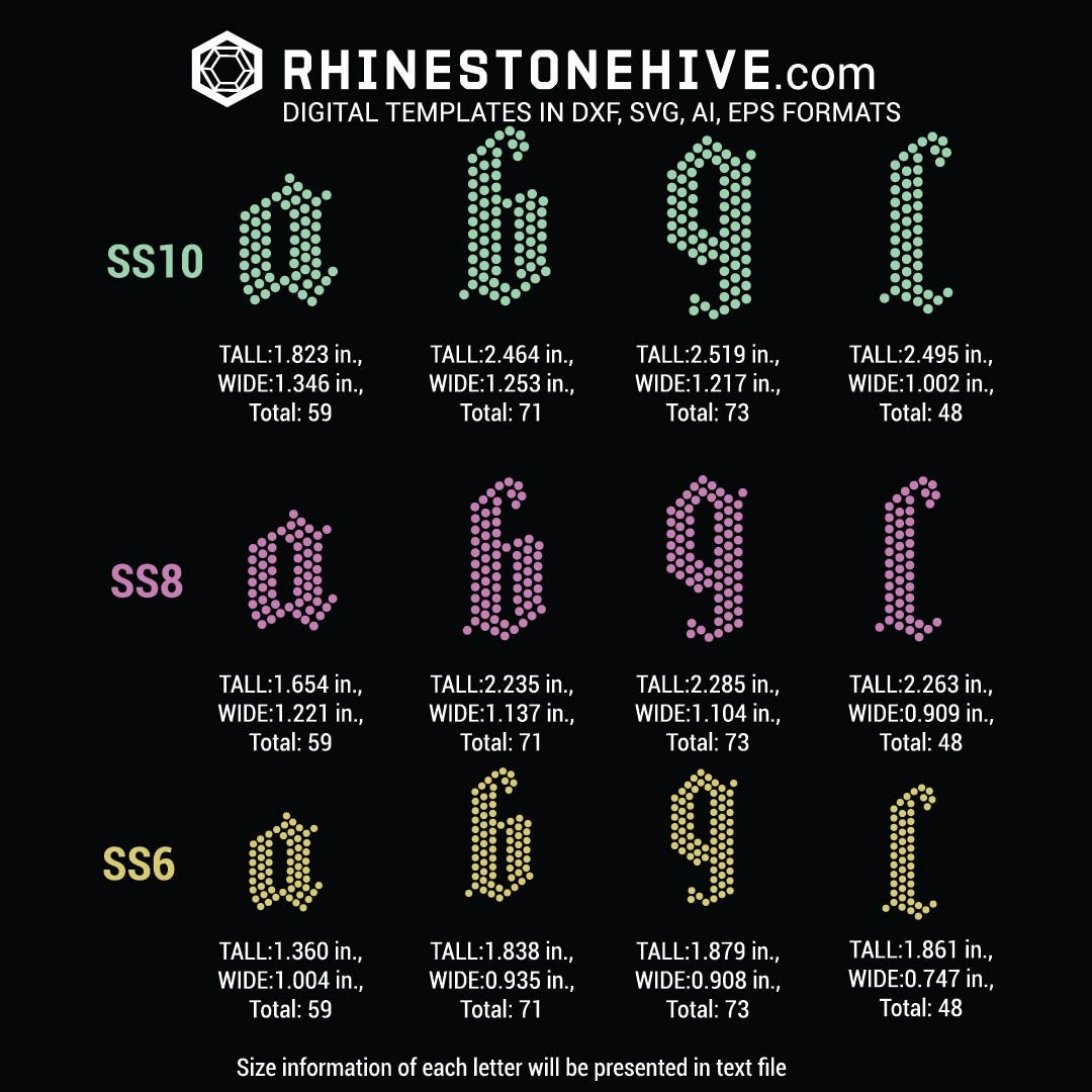 Small Old English Style Letters in Ss10 Ss8 Ss6 Alphabet - Etsy