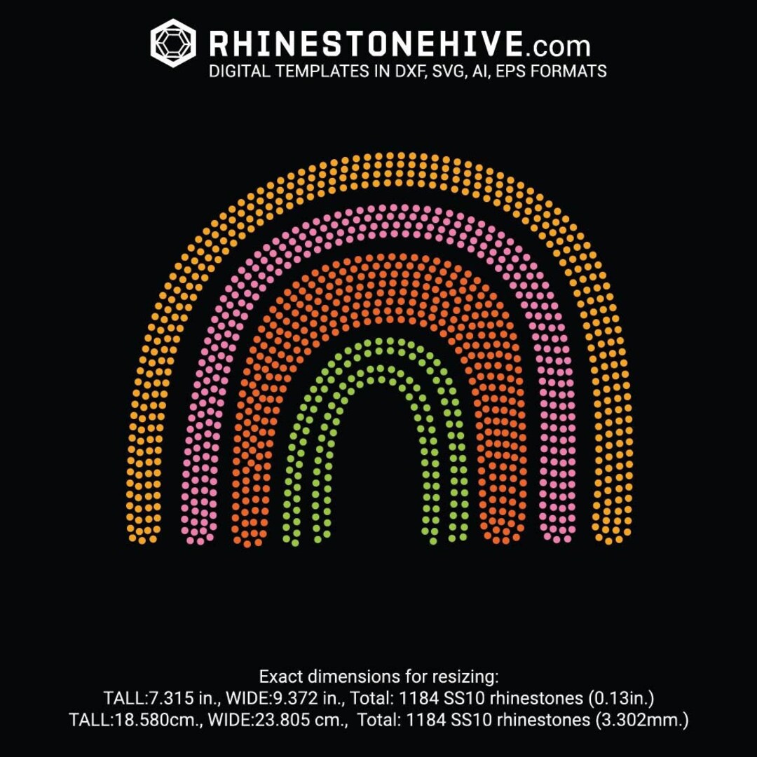 Boho Rainbow Rhinestone Template Digital Download, Svg, Eps, Png, Dxf ...