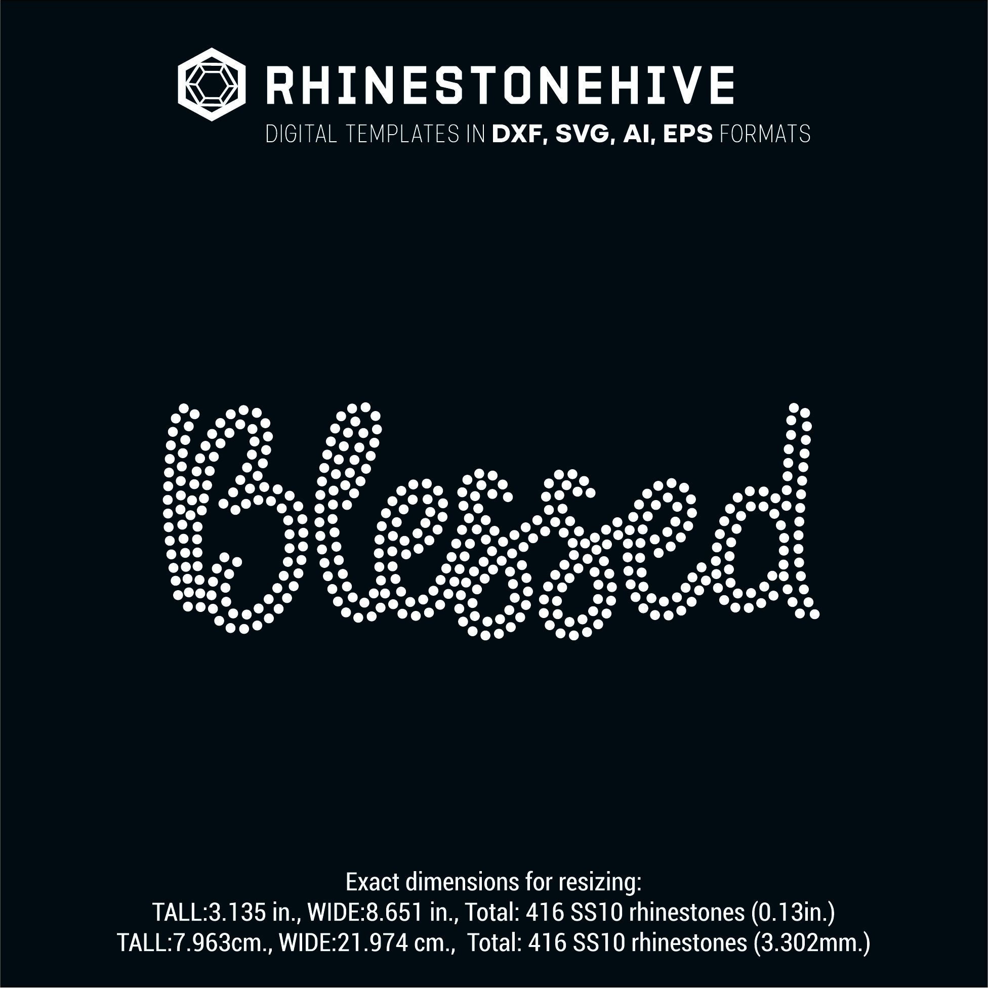 Blessed Rhinestone Template, SS10 Design (digital Download) - Etsy