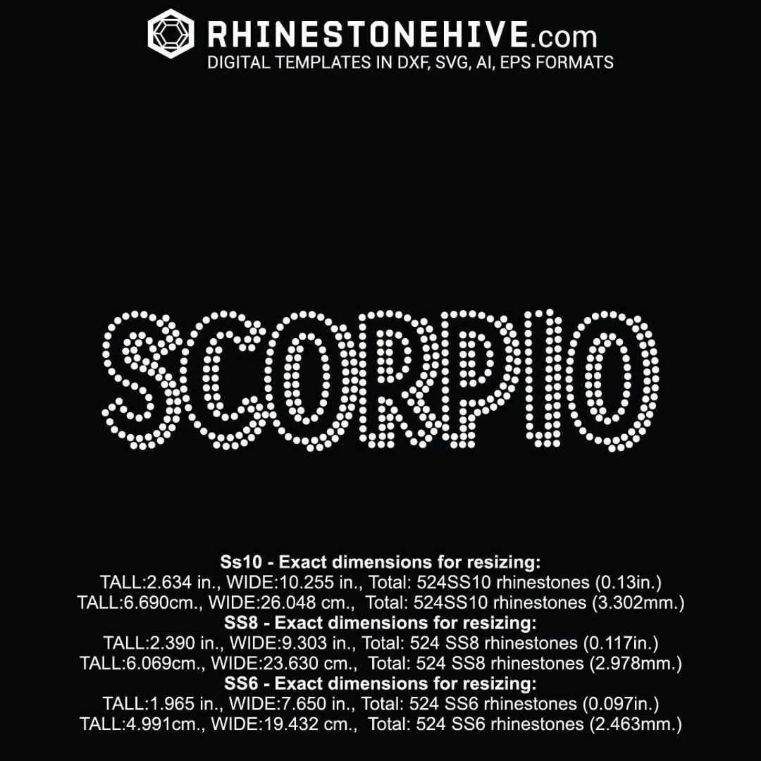 Scorpio Rhinestone Template: Zodiac Sign Digital Download - Etsy