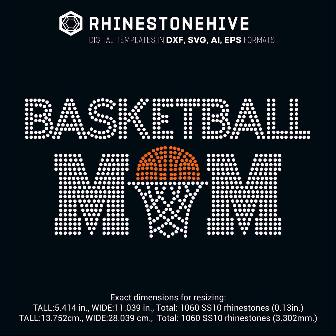 Basketball MOM 3 Sizes Ss6 Ss8 Ss10 Rhinestone Templates - Etsy