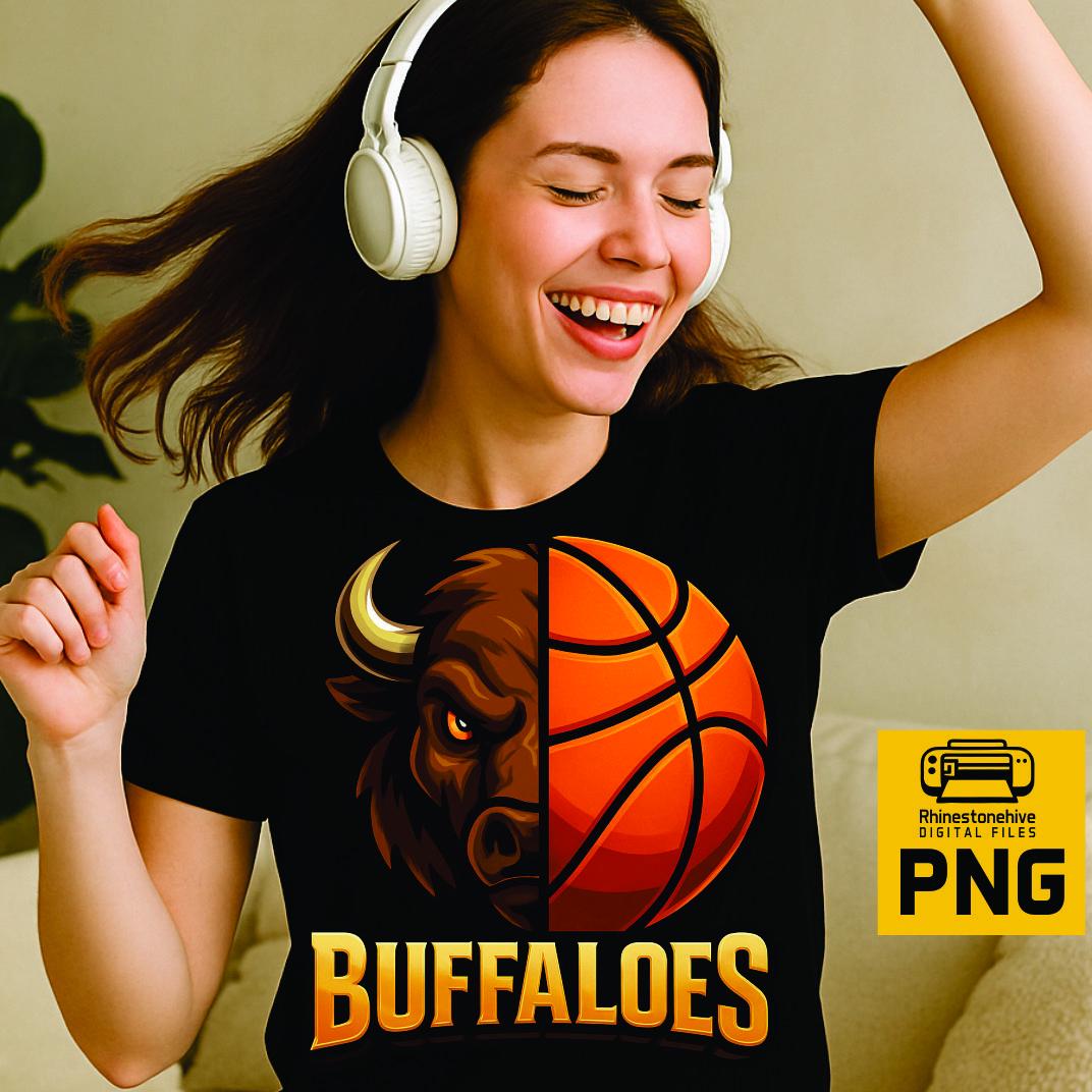 Buffaloes Mascot PNG – Half Buffalo, Half Basketball Logo for DTF, DTG ...