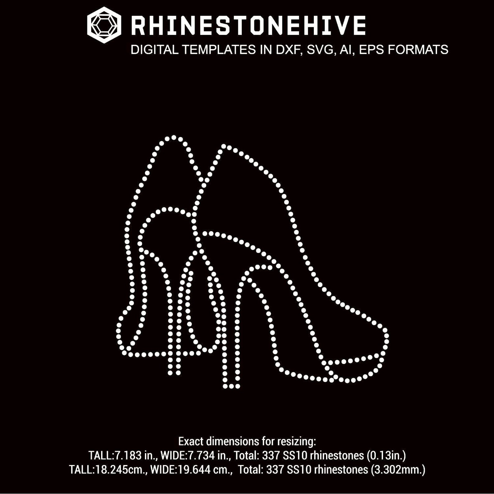 2 High Heels Outline Large Heels Rhinestone Template Digital - Etsy