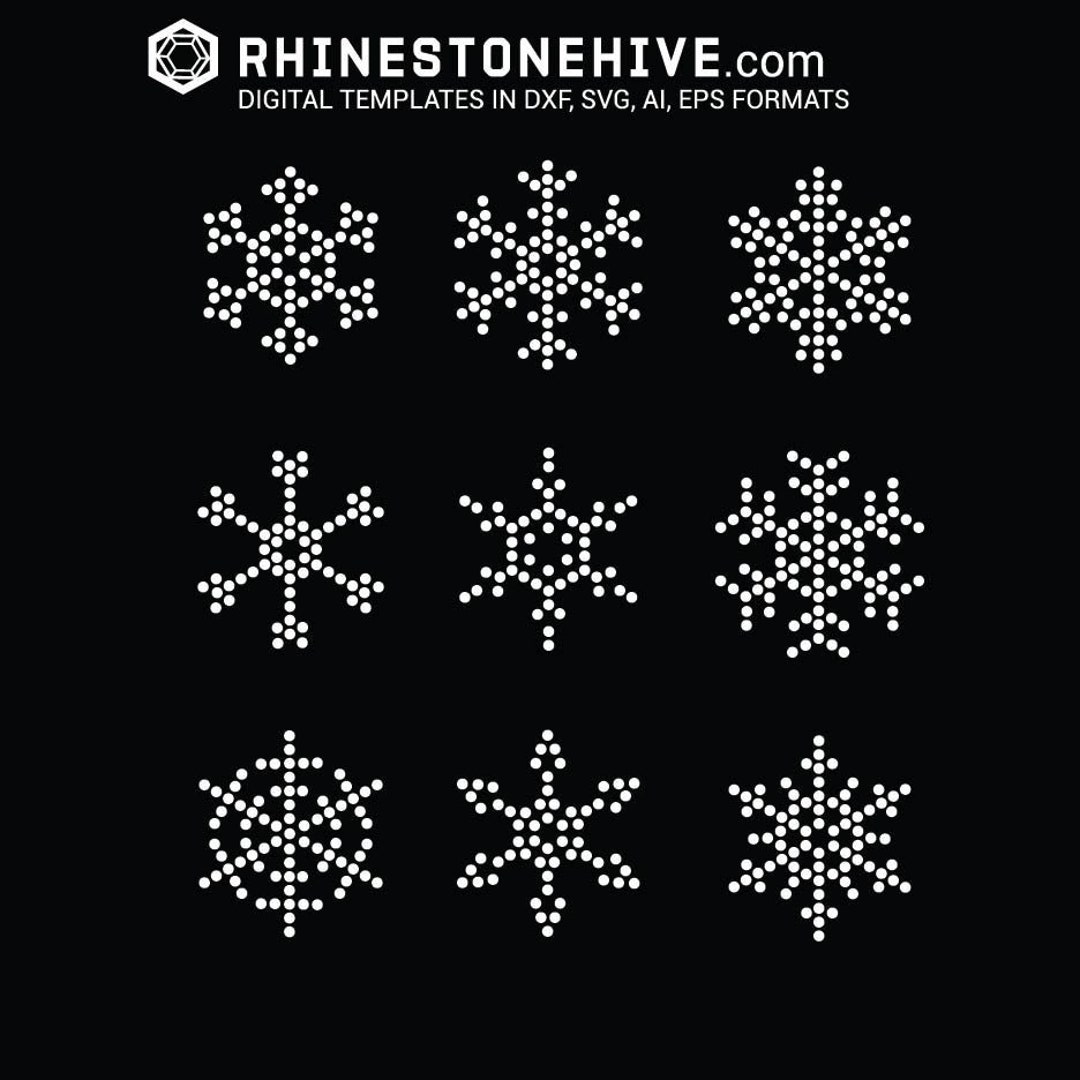9 Small Snowflakes Rhinestone Template Digital Download, Svg, Eps, Png ...