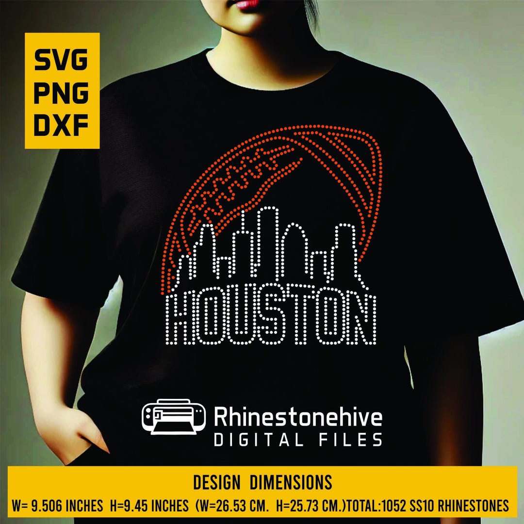 Houston Football Rhinestone Template SVG | SS10 Two-color Skyline ...