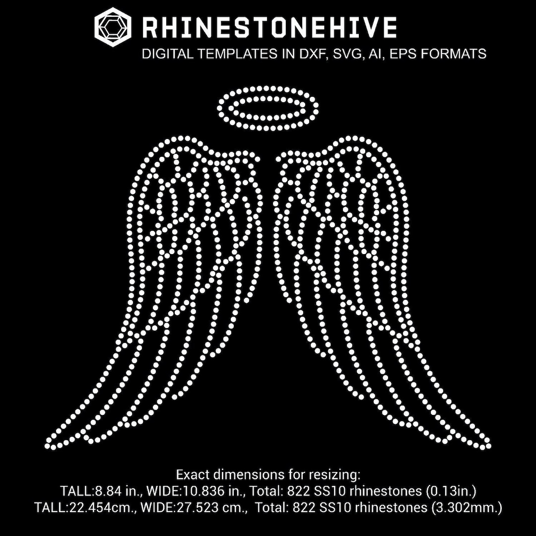 Angel Wings Rhinestone Templates Digital Download, Svg, Eps, Png, Dxf ...