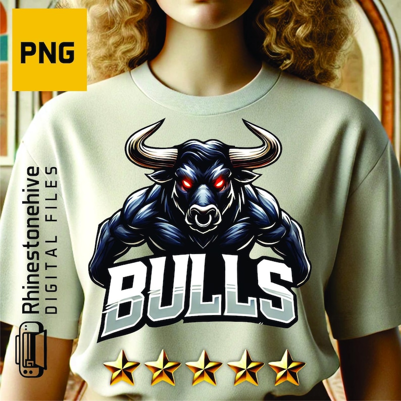 Muscular Bulls Mascot PNG – Red Eyes Bull for DTF, DTG, Sublimation ...